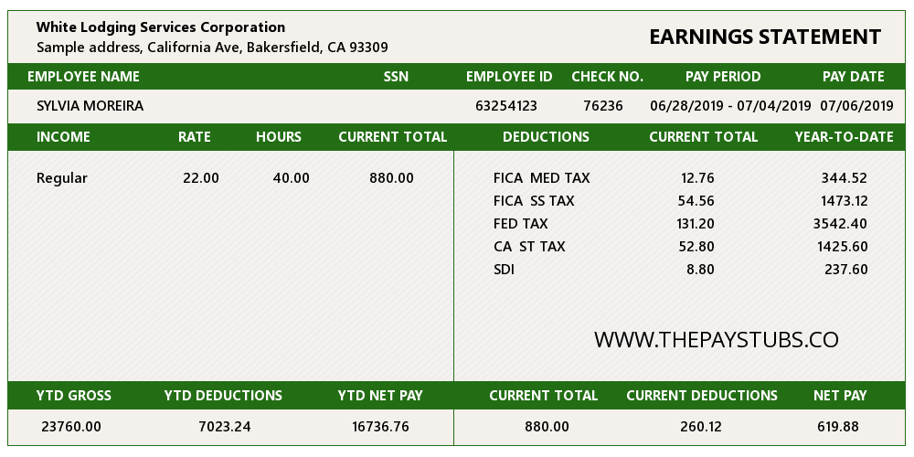 Sample Pay Stub ThePayStubs